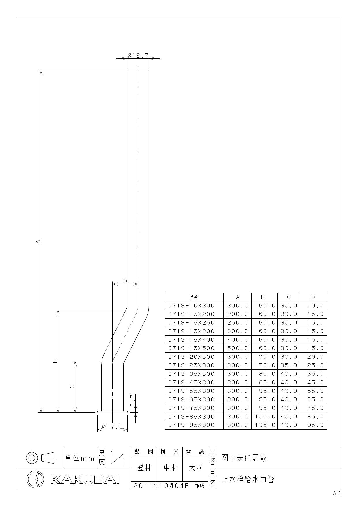 カクダイ 0719-15X500商品図面 | 通販 プロストア ダイレクト