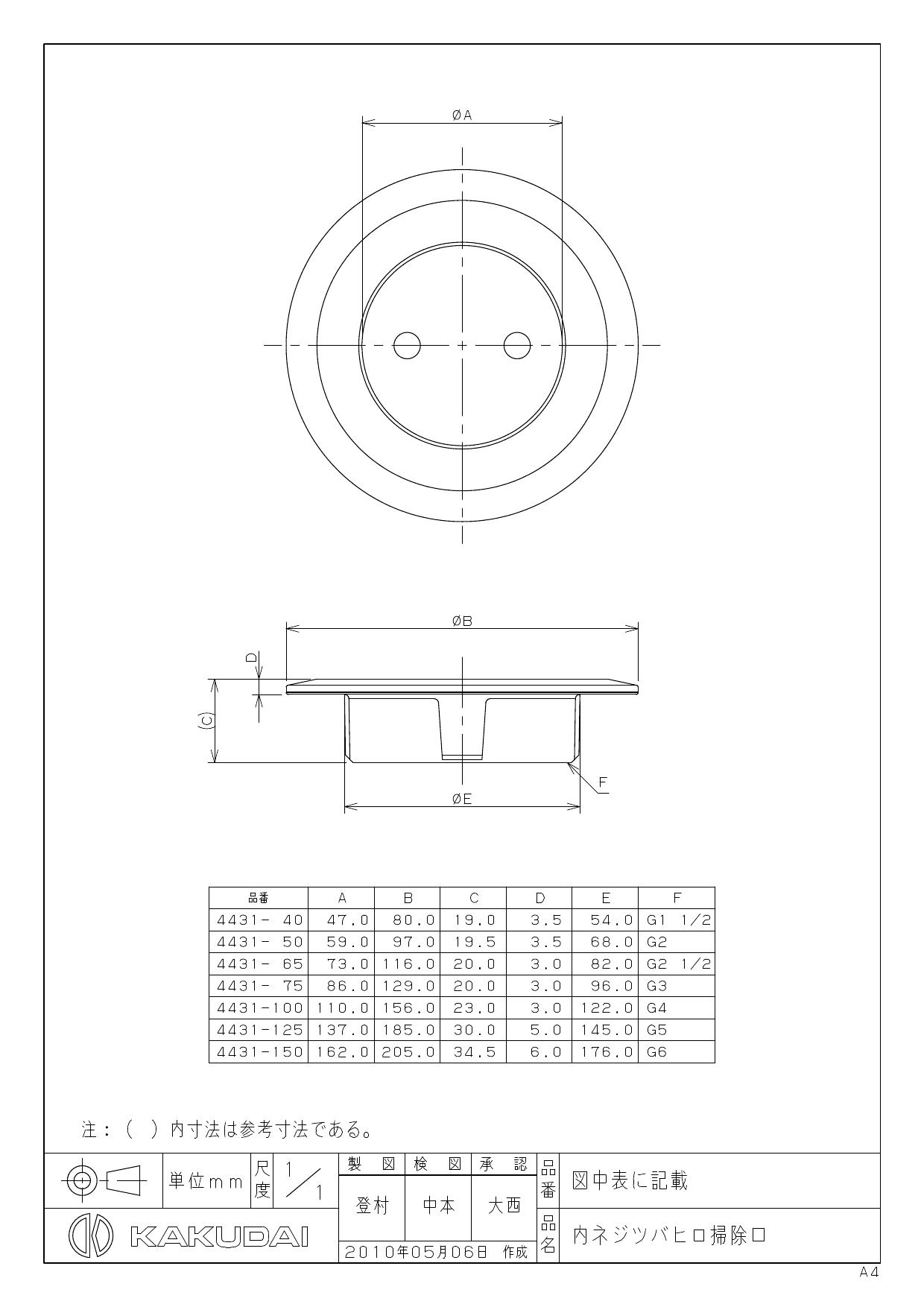 カクダイ 4431-100商品図面 | 通販 プロストア ダイレクト
