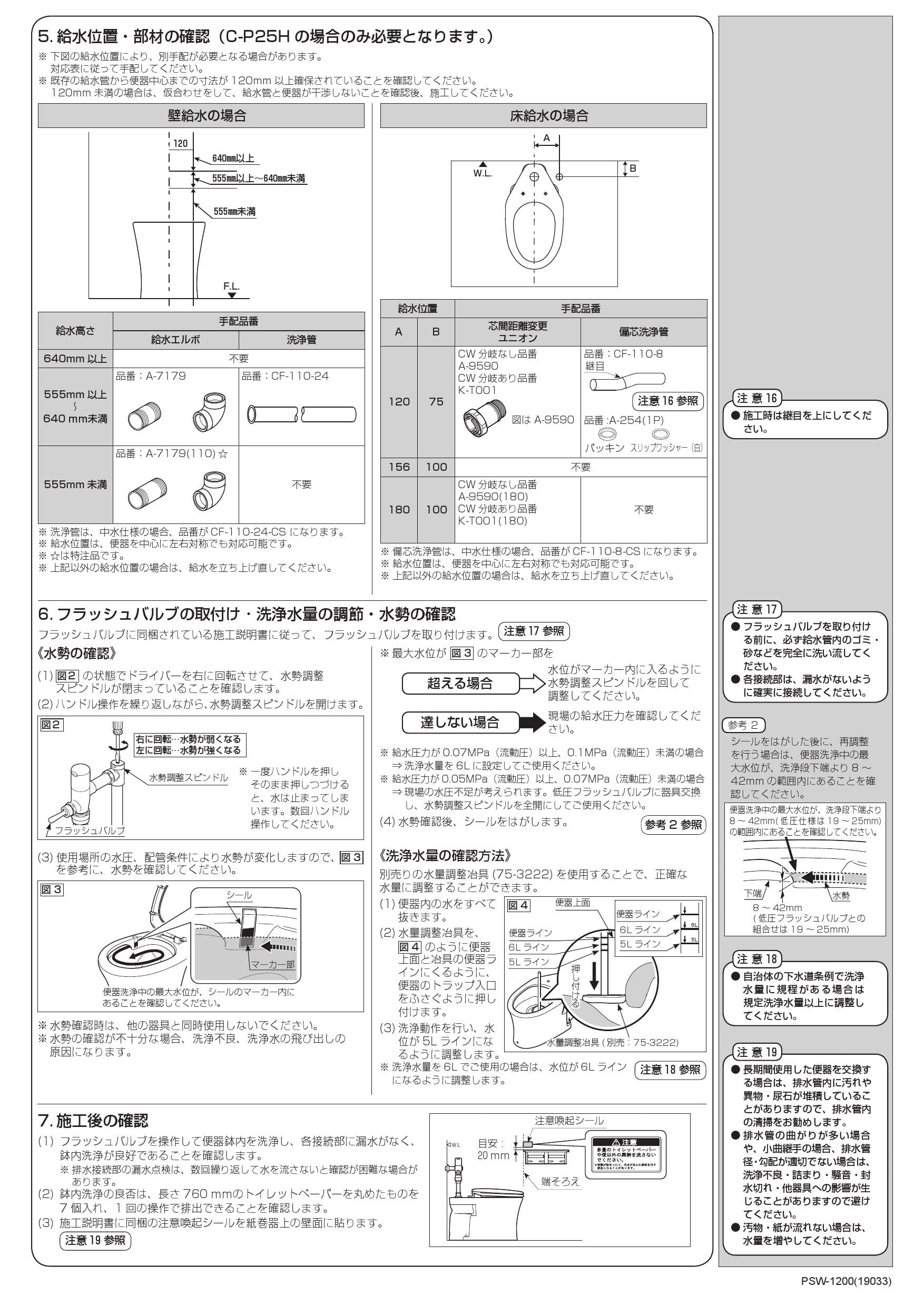 LIXIL(リクシル) C-P25H商品図面 施工説明書 | 通販 プロストア ダイレクト