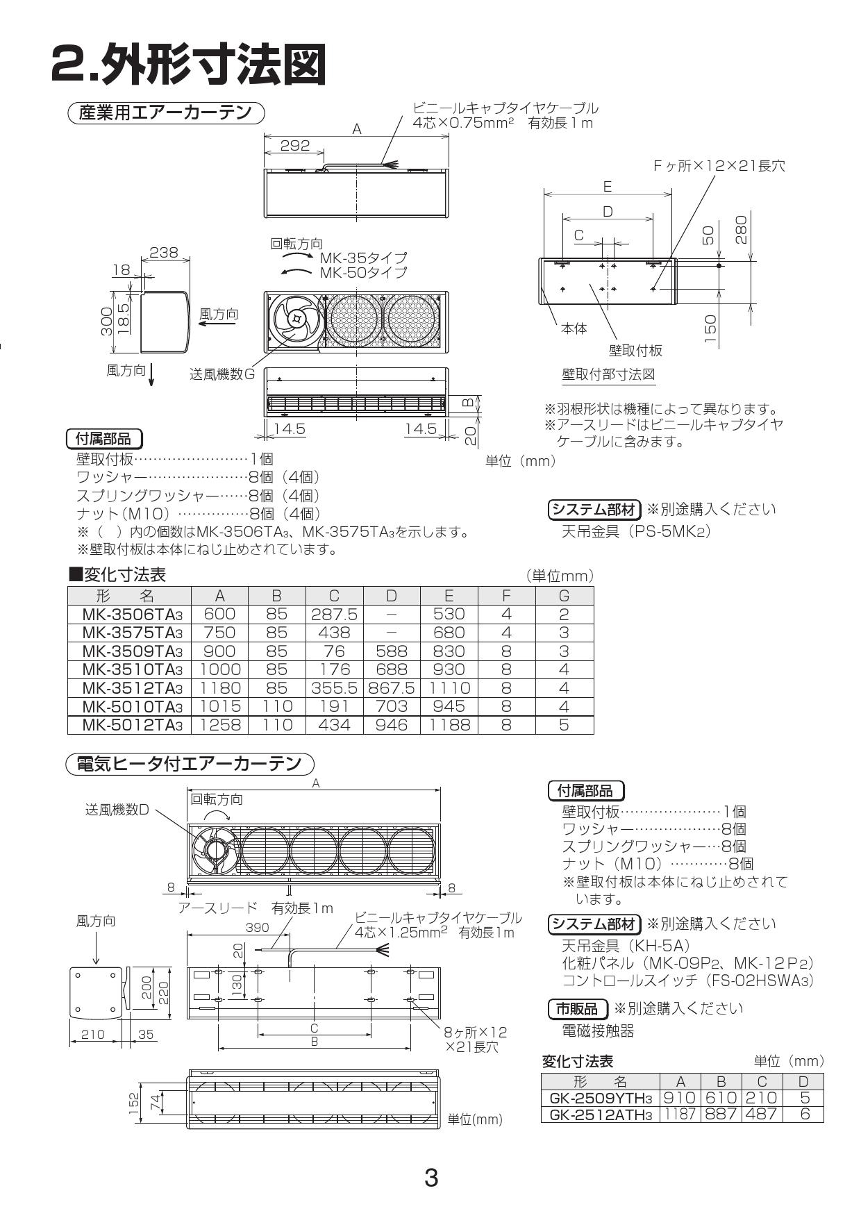 三菱電機 MK-3512TA3取扱説明書 施工説明書 納入仕様図 | 通販 プロストア ダイレクト