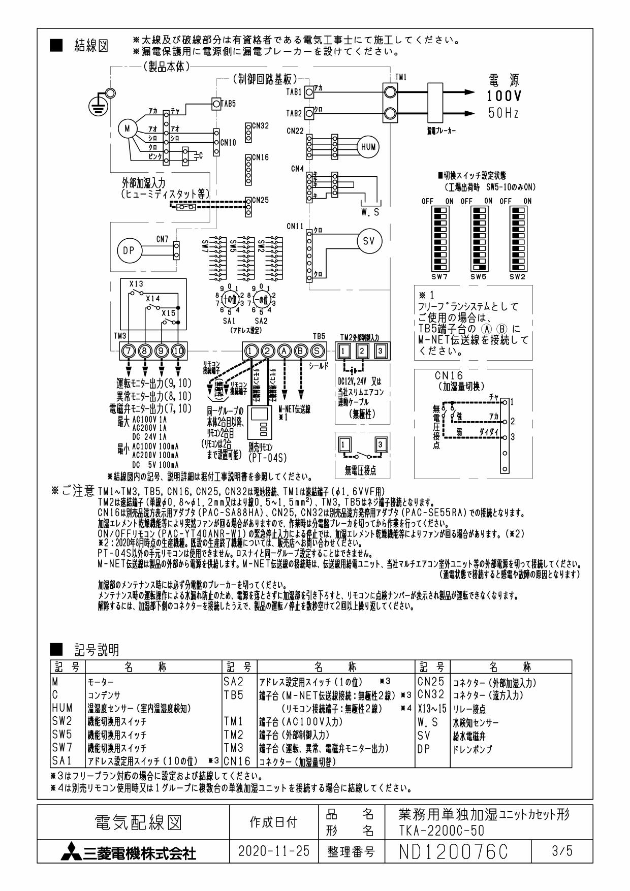 三菱電機 TKA-2200C-50取扱説明書 施工説明書 納入仕様図 | 通販 プロストア ダイレクト