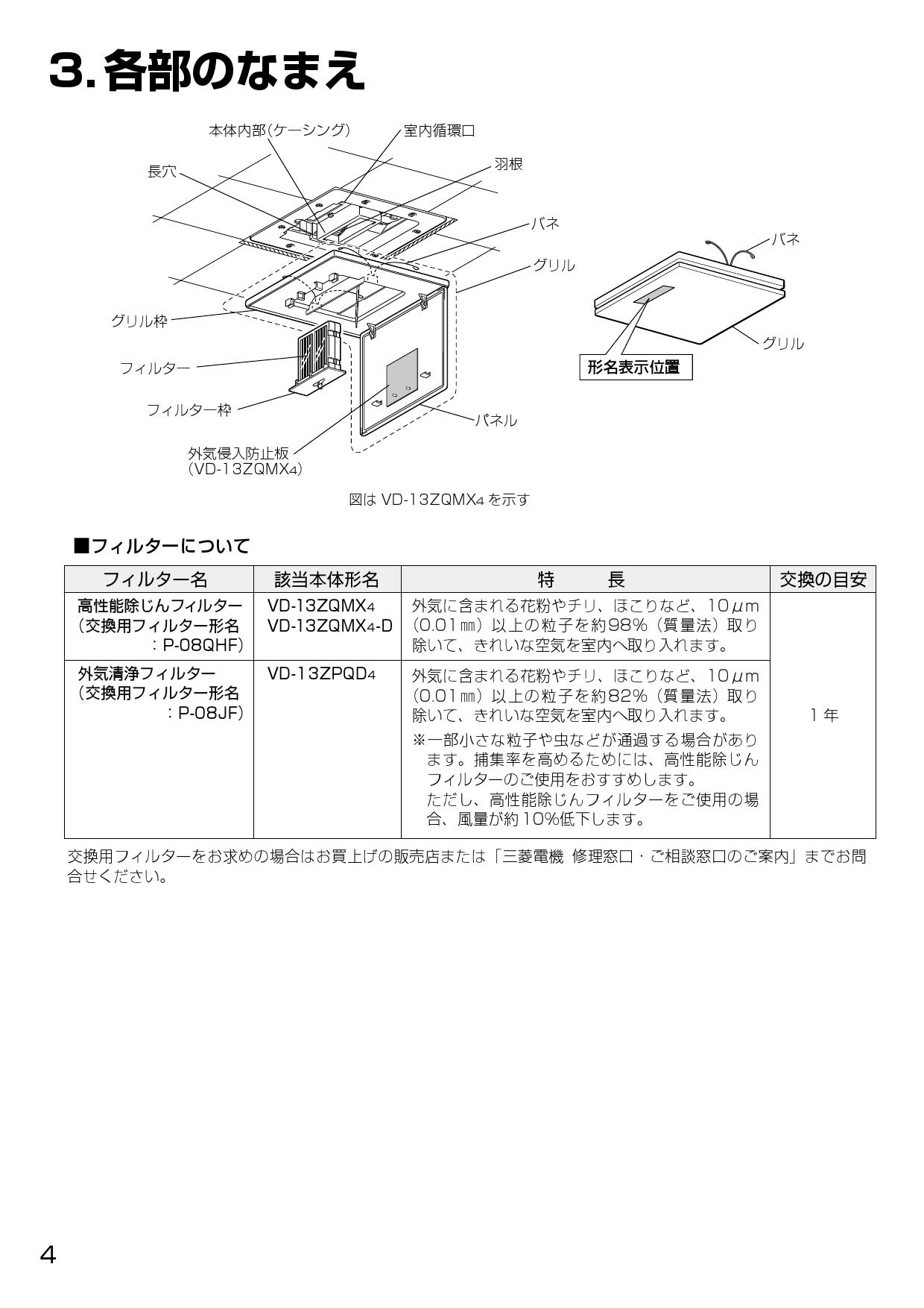 三菱電機 VD-13ZQMX4-D取扱説明書 施工説明書 納入仕様図 | 通販 プロストア ダイレクト