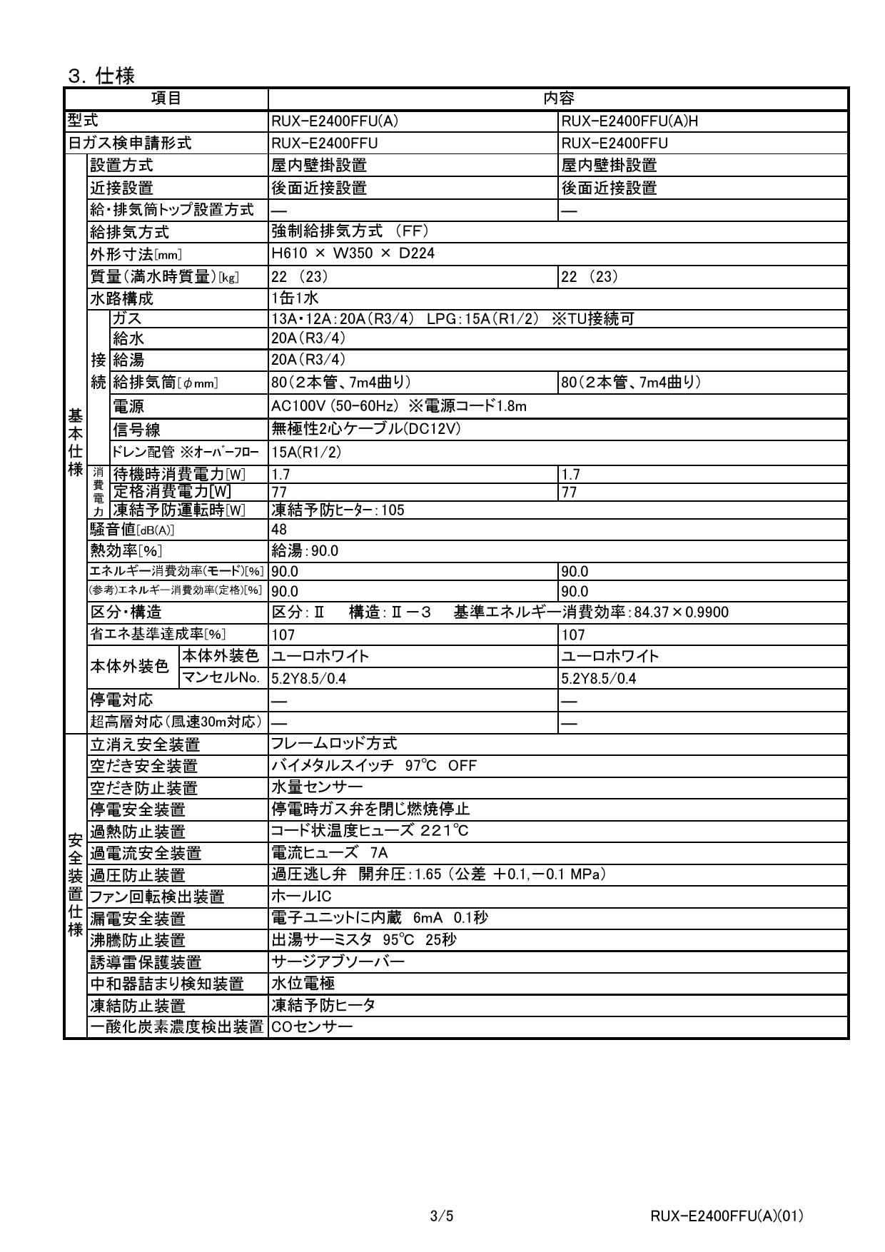 リンナイ RUX-E2400FFU(A)取扱説明書 商品図面 施工説明書 器具仕様書 | 通販 プロストア ダイレクト