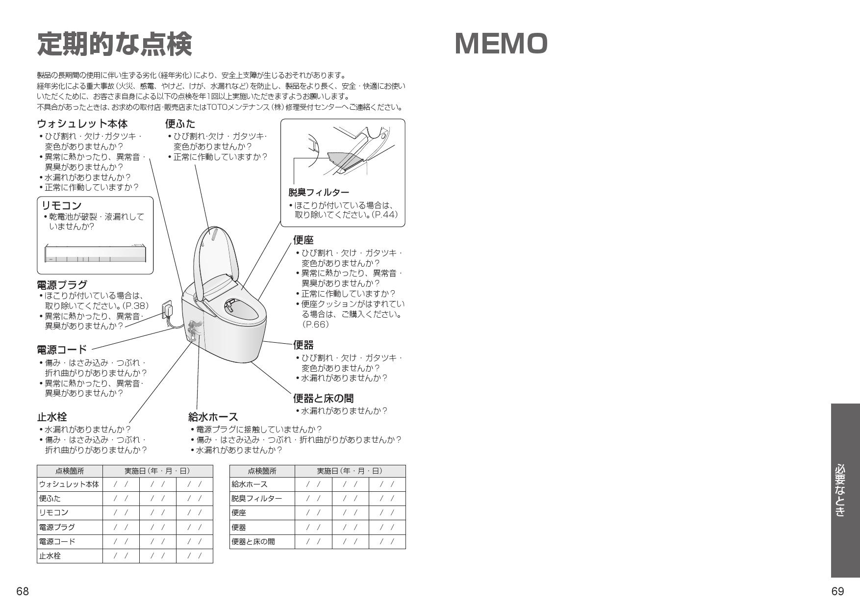 TOTO CES9530MC取扱説明書 商品図面 施工説明書 分解図 | 通販 プロストア ダイレクト